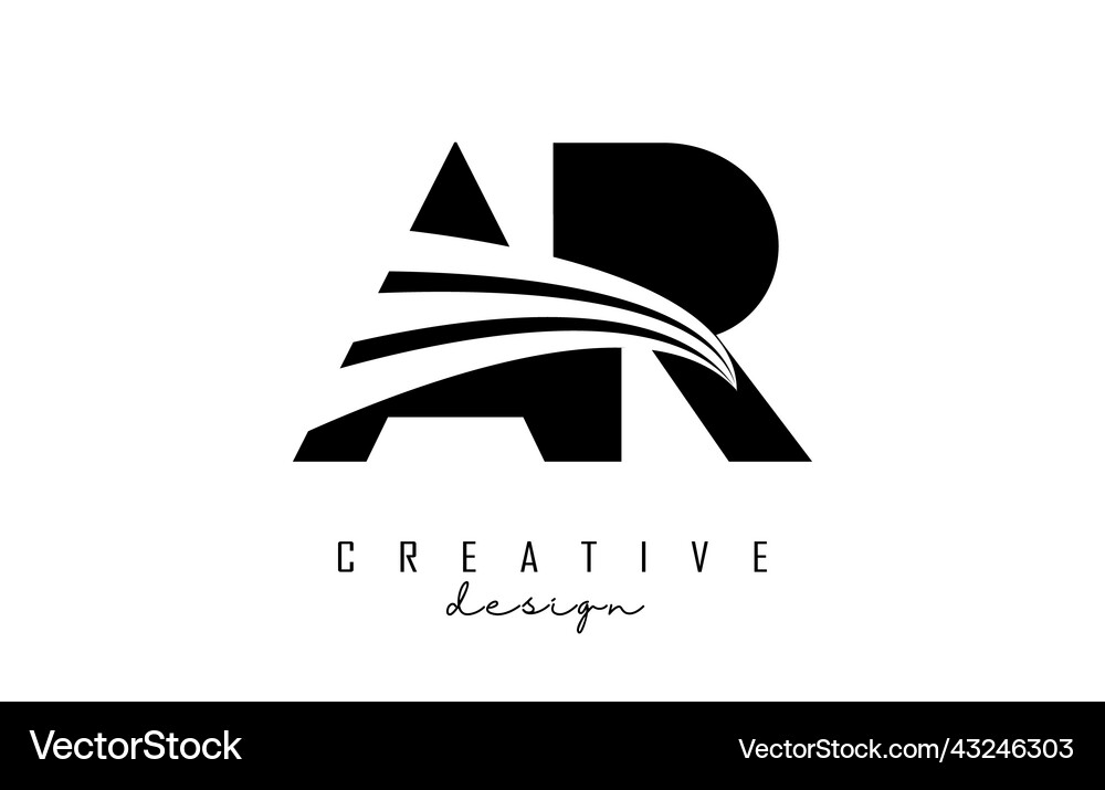 Creative black letters ar a r logo with leading Vector Image