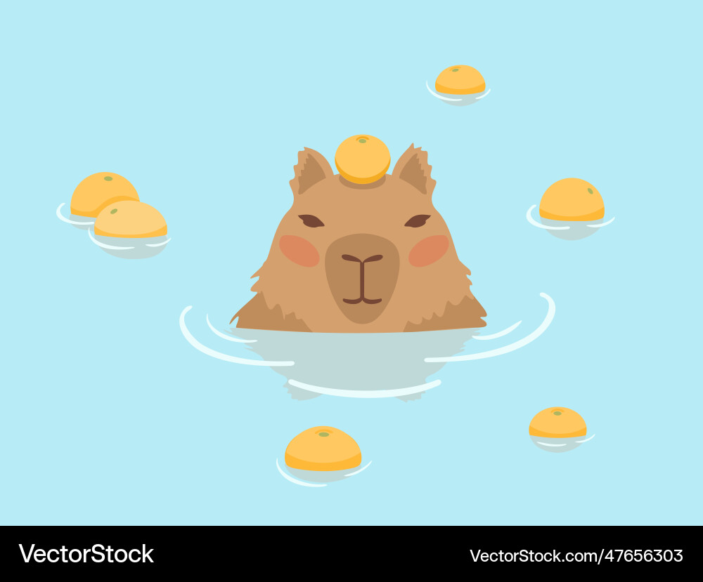 Cute capybara design capybara in japanese Vector Image