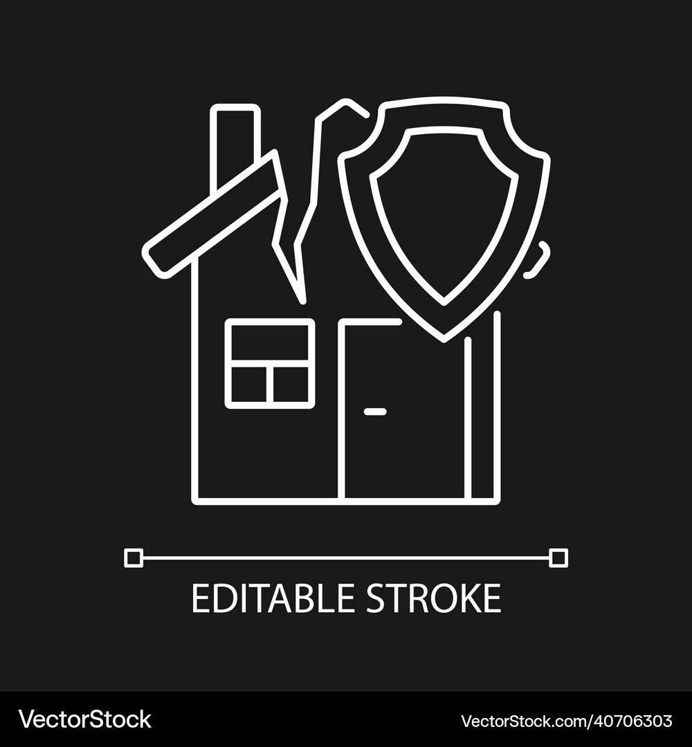 Earthquake home insurance white linear icon Vector Image