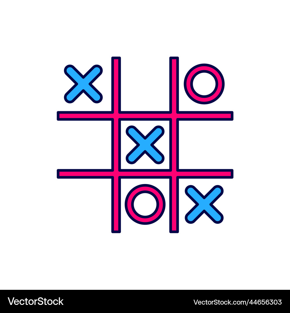 Filled outline tic tac toe game icon isolated Vector Image
