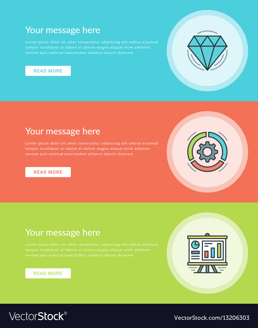 Flat line business concept web site banners set Vector Image