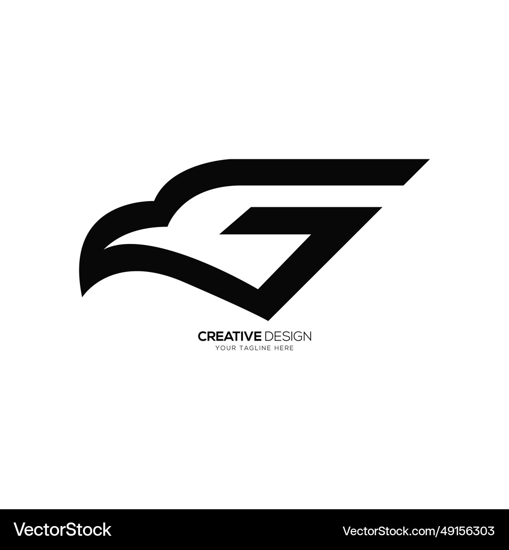 Letter g with eagle head shapes alphabet modern Vector Image