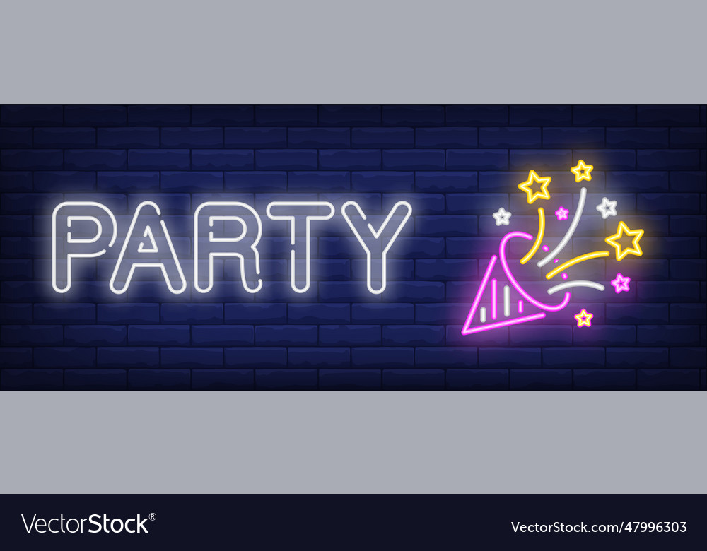 Party neon sign Royalty Free Vector Image - VectorStock