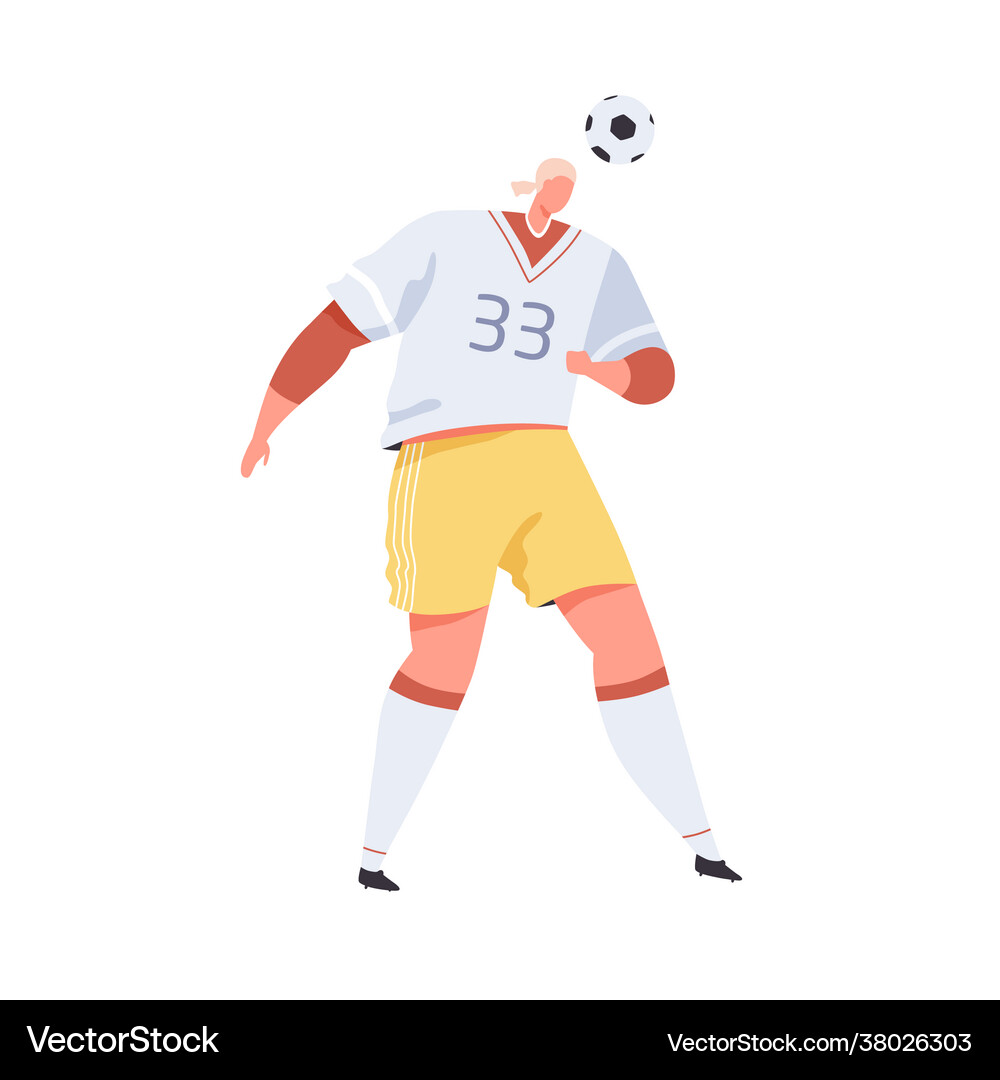 Professional soccer player hitting ball with head Vector Image