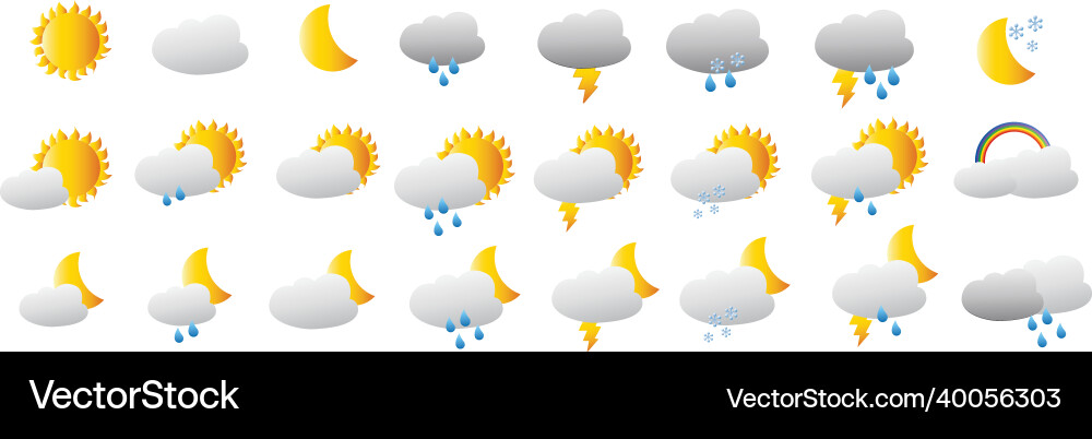 Realistic weather icons collection Royalty Free Vector Image