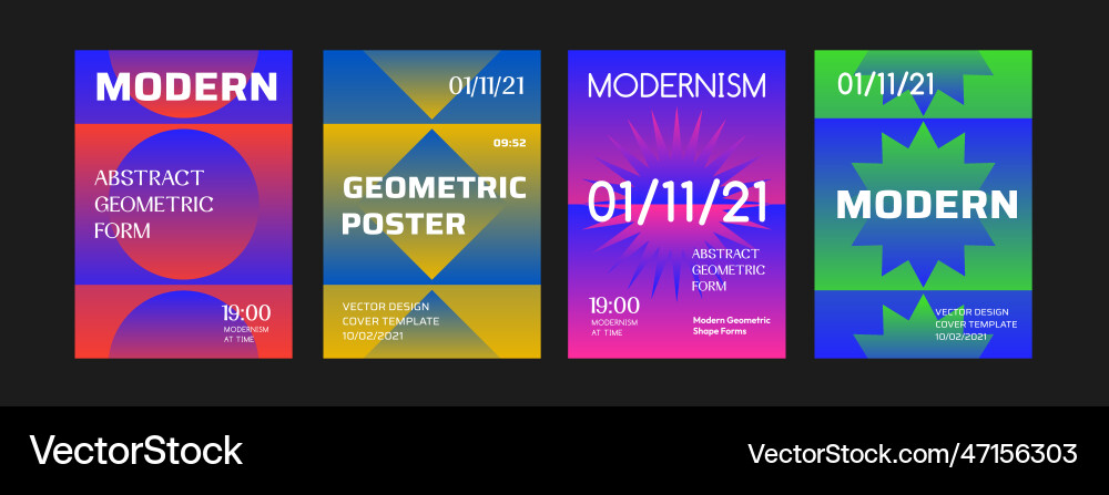 Set of abstract modern geometric placards cool Vector Image