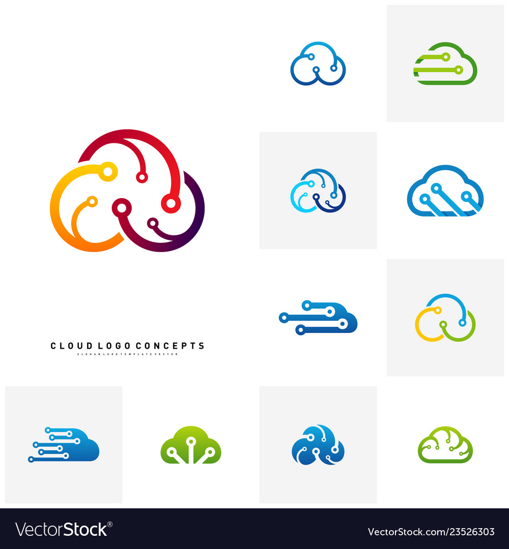 Set of cloud tech logo design concept Royalty Free Vector Set of cloud tech logo design concept Royalty Free Vector