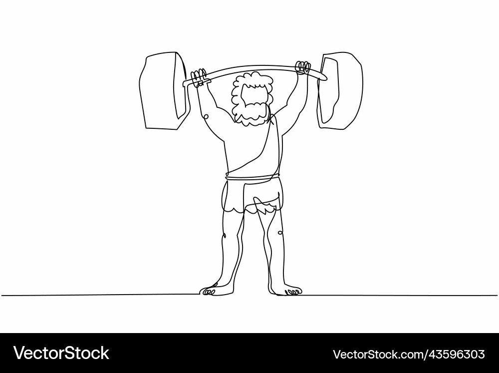 Single continuous line drawing prehistoric man Vector Image