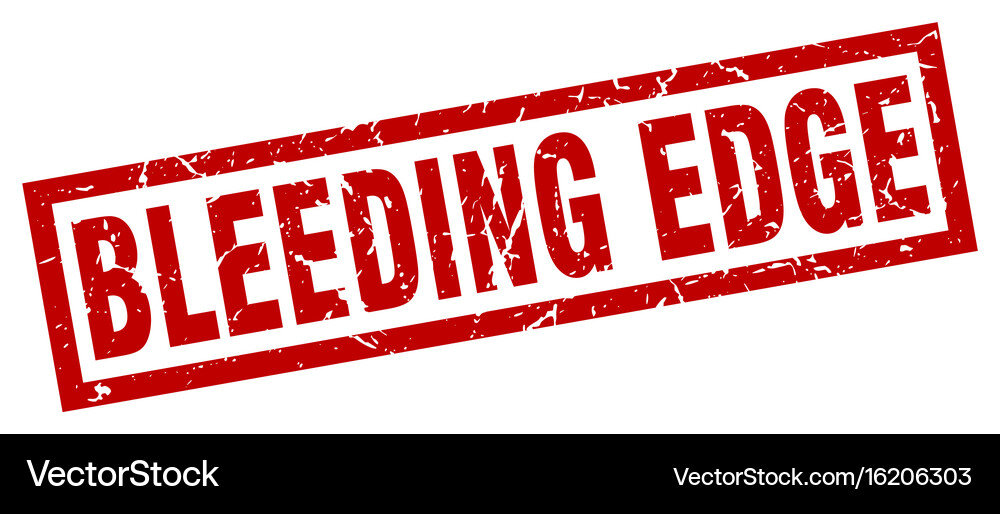 Square grunge red bleeding edge stamp Royalty Free Vector