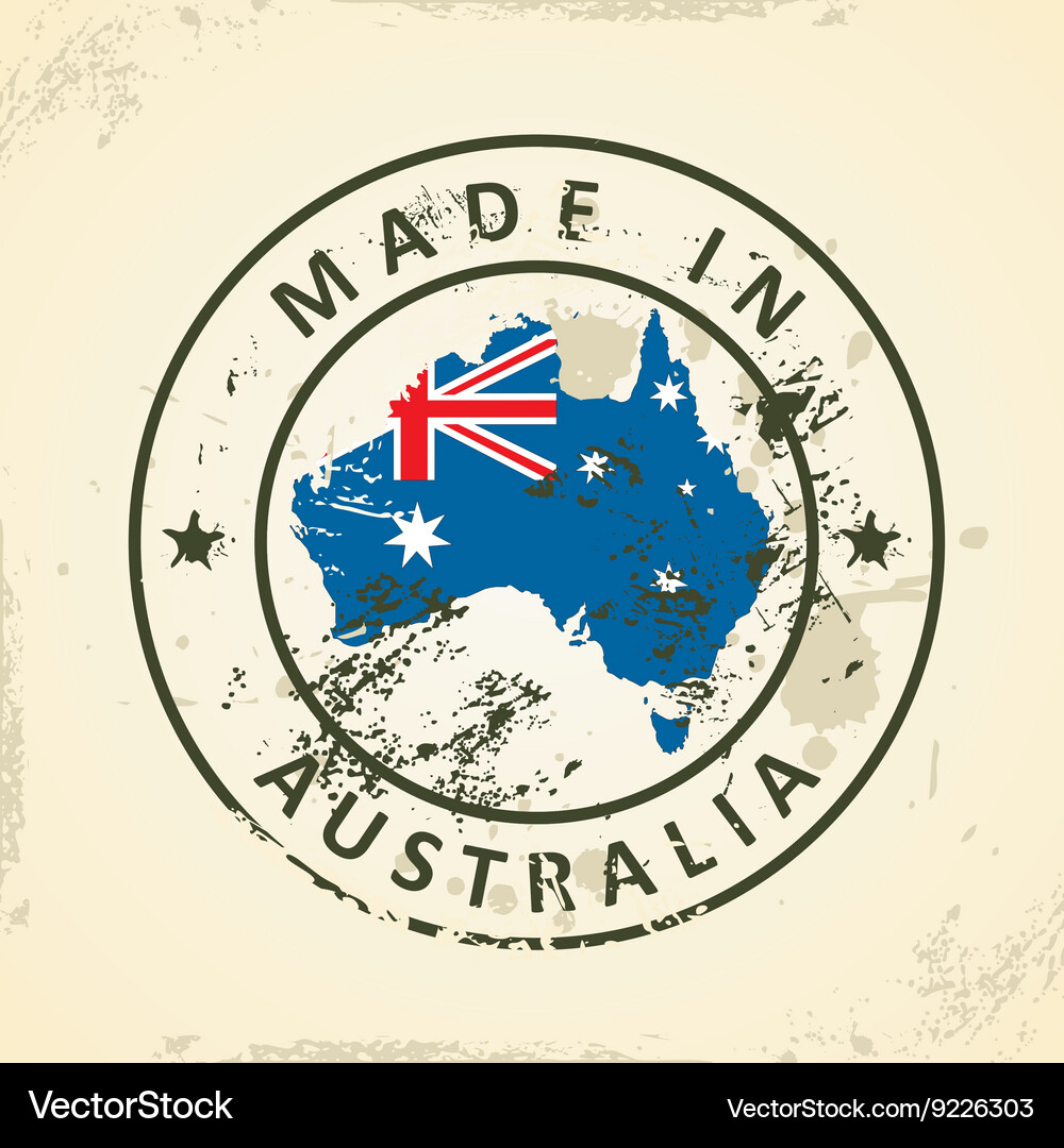 Stamp with map flag of australia Royalty Free Vector Image