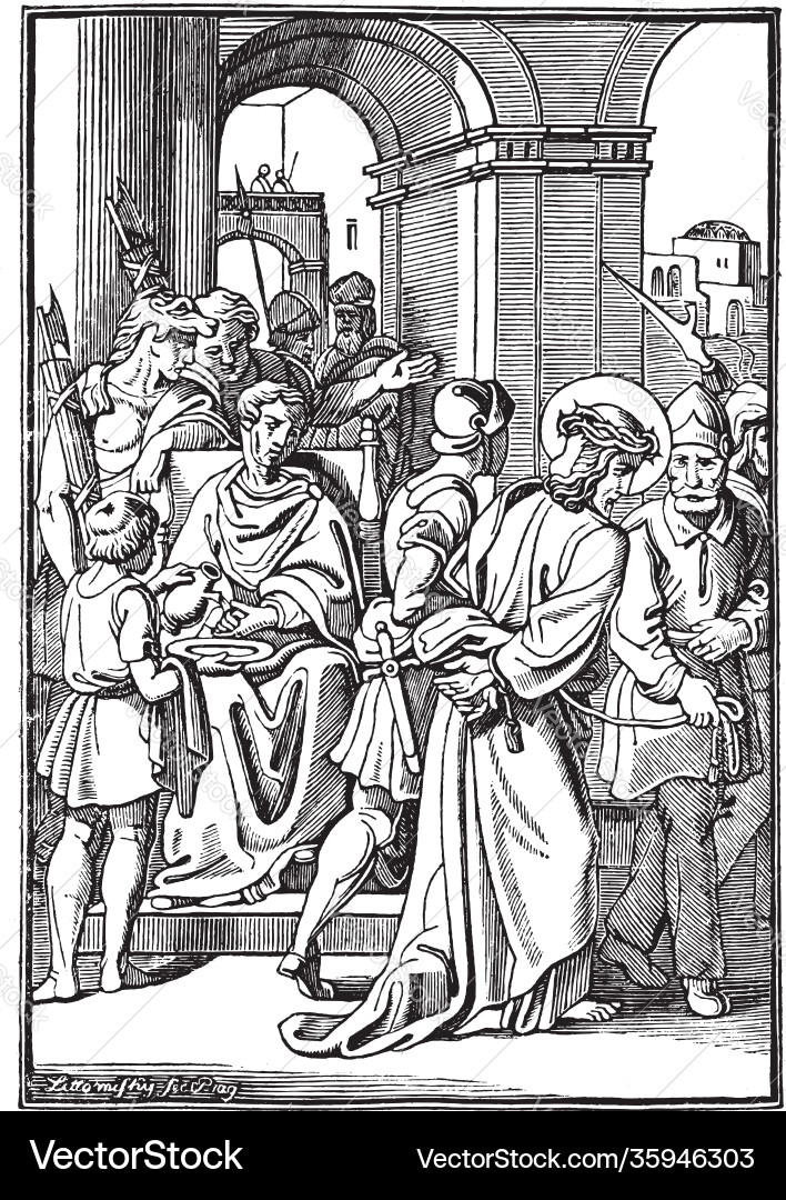 Vintage antique religious biblical drawing Vector Image