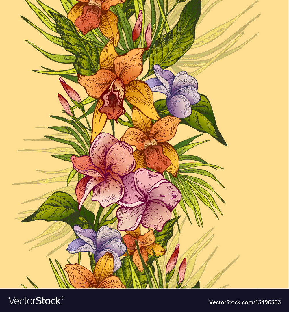 Vintage floral tropical seamless pattern Vector Image Vintage floral tropical seamless pattern Vector Image
