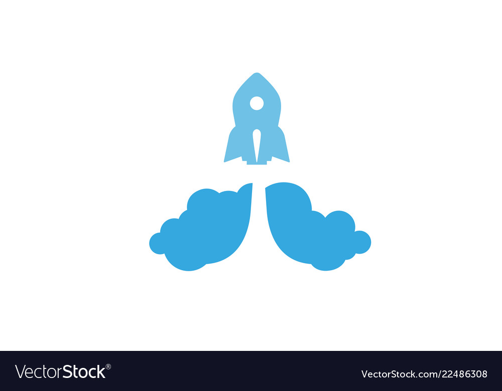 Blue Rocket Cloud Logo Royalty Free Vector Image