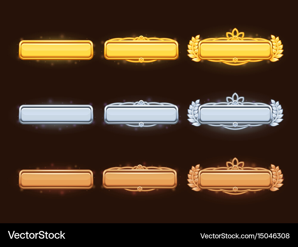 Bronze silver and golden cartoon title Royalty Free Vector