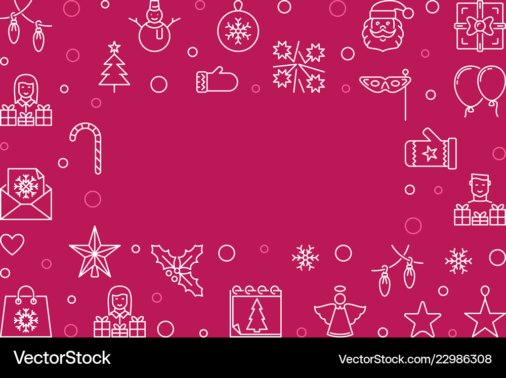 Christmas and new year frame in outline Royalty Free Vector
