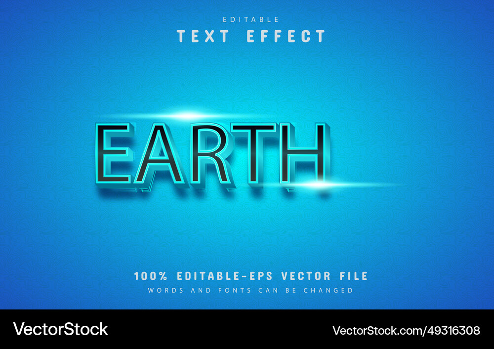 Earth text blue gradient style effect Royalty Free Vector