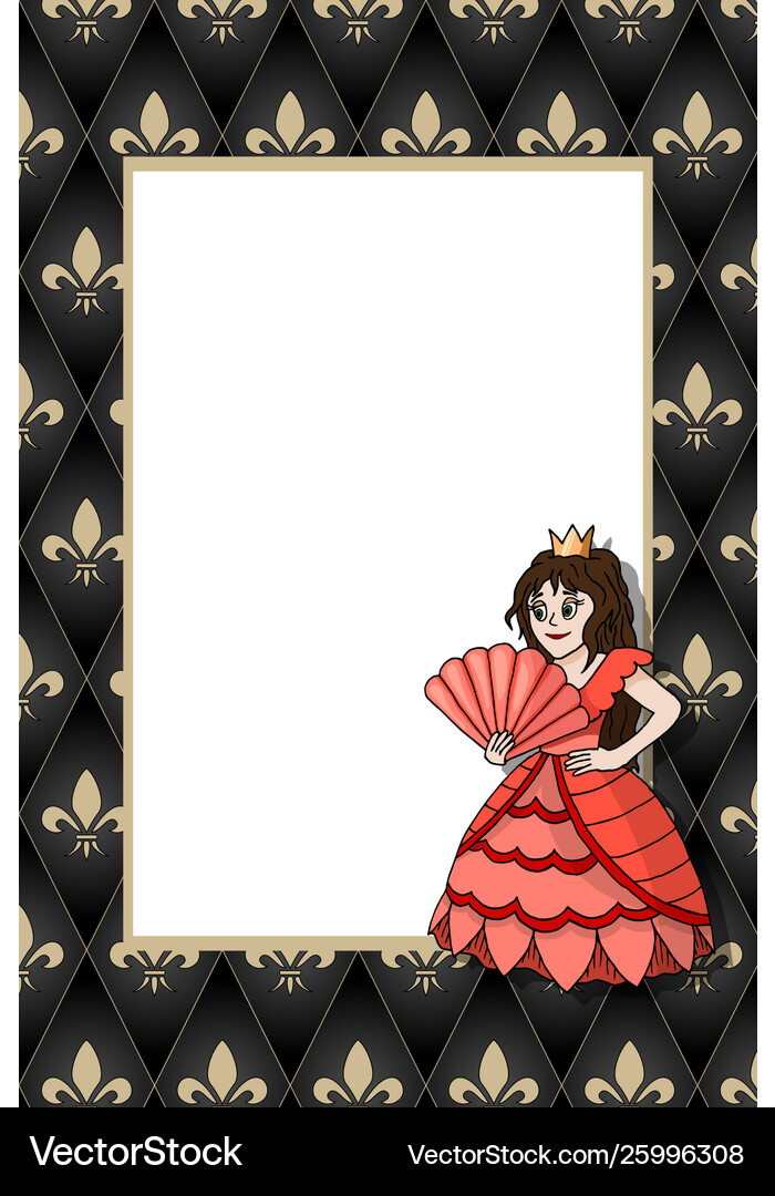 Frame with cartoon character princess Royalty Free Vector