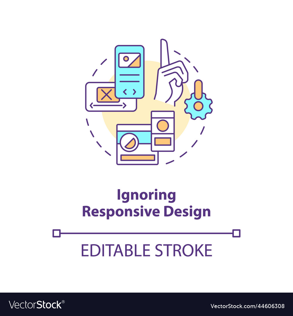 Ignoring responsive design concept icon Royalty Free Vector