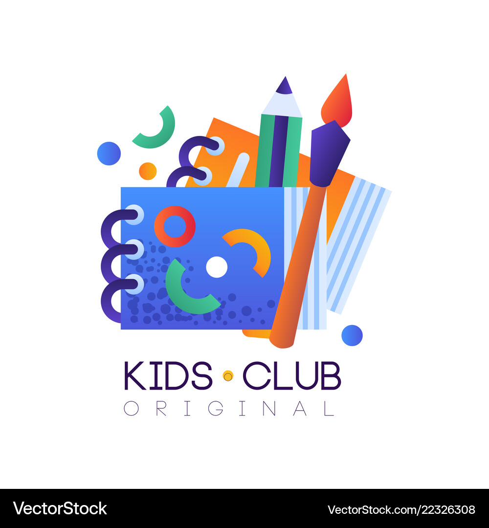 Kids club logo original creative label template Vector Image