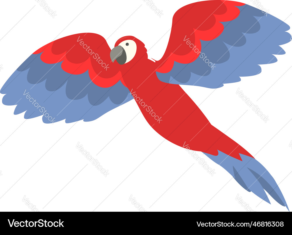 Macaw fly icon cartoon tropical bird Royalty Free Vector