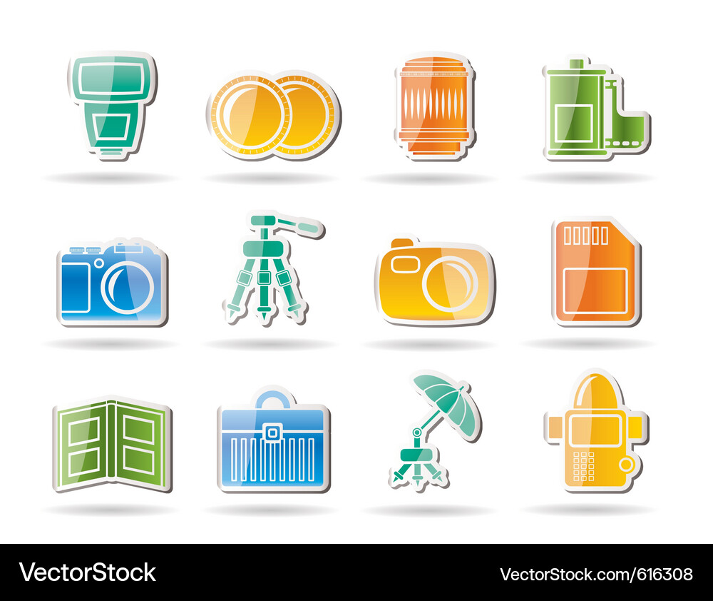 Photography equipment icons Royalty Free Vector Image