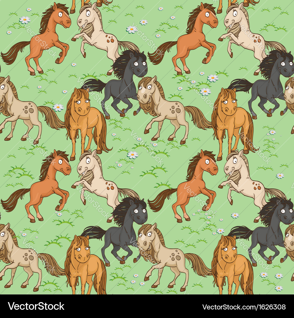 Seamless pattern of cute horse Royalty Free Vector Image