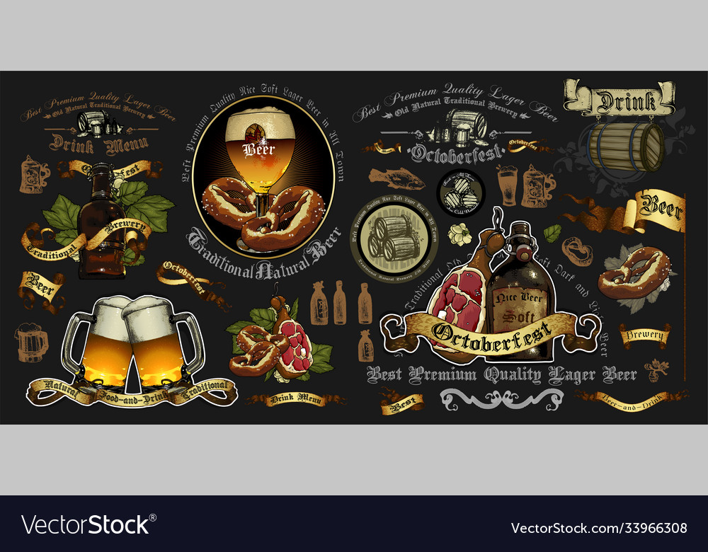 Set beer elements Royalty Free Vector Image - VectorStock