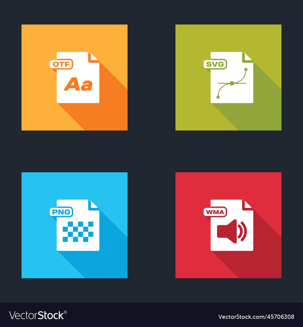 Set otf file document svg png and wma icon Vector Image