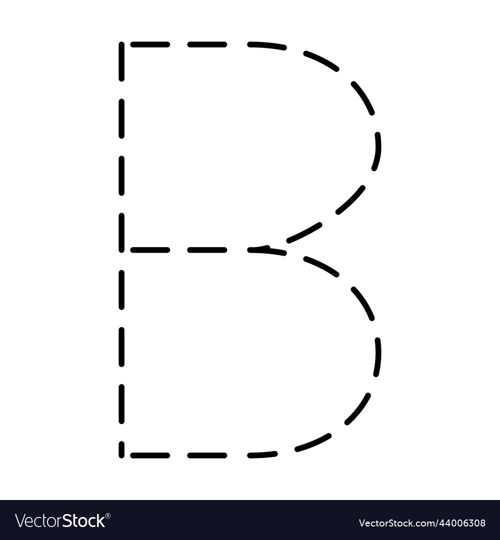 Tracing alphabet letter b prewriting dotted line Vector Image Tracing alphabet letter b prewriting dotted line Vector Image