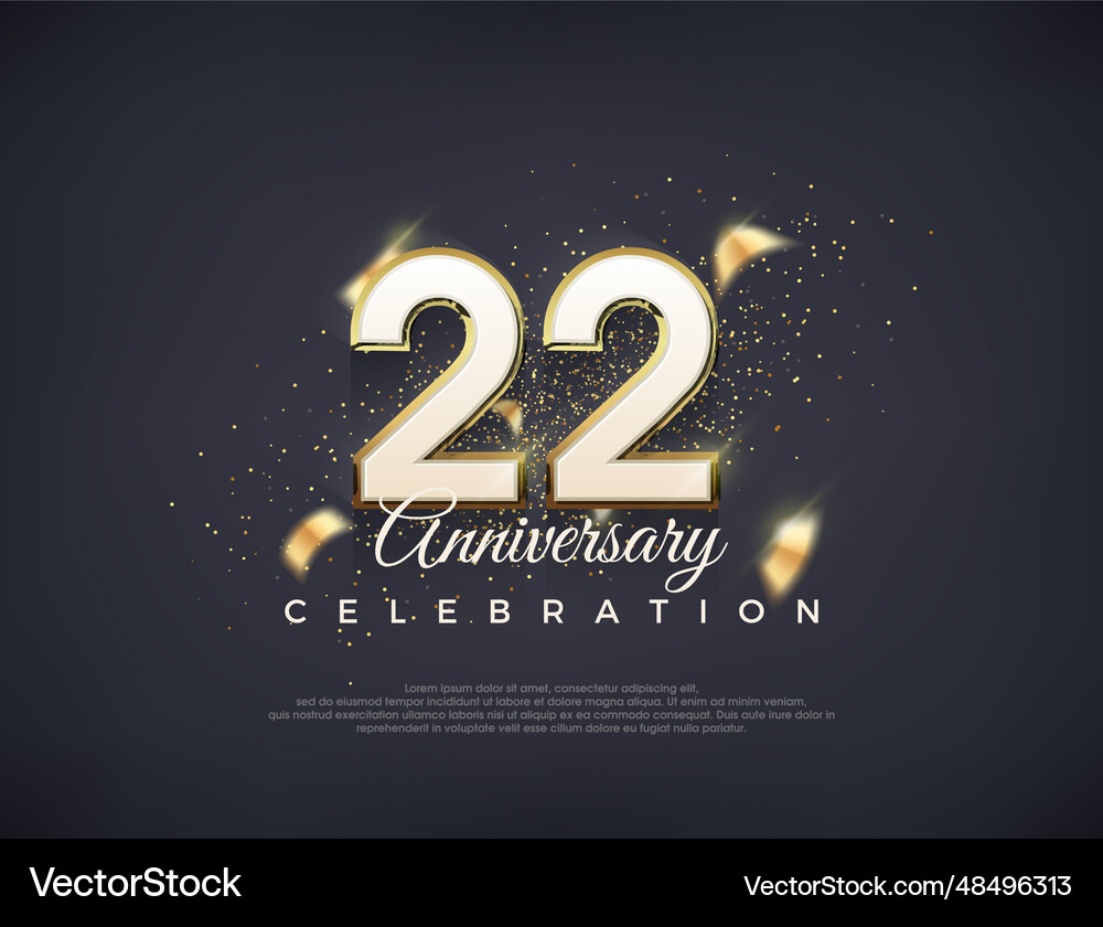 22nd anniversary number with fancy numerals Vector Image
