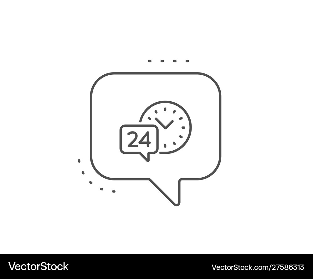 24 hour time service line icon call support sign Vector Image
