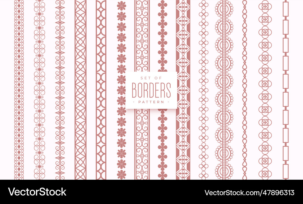 Artistic style set of lace pattern border banner Vector Image