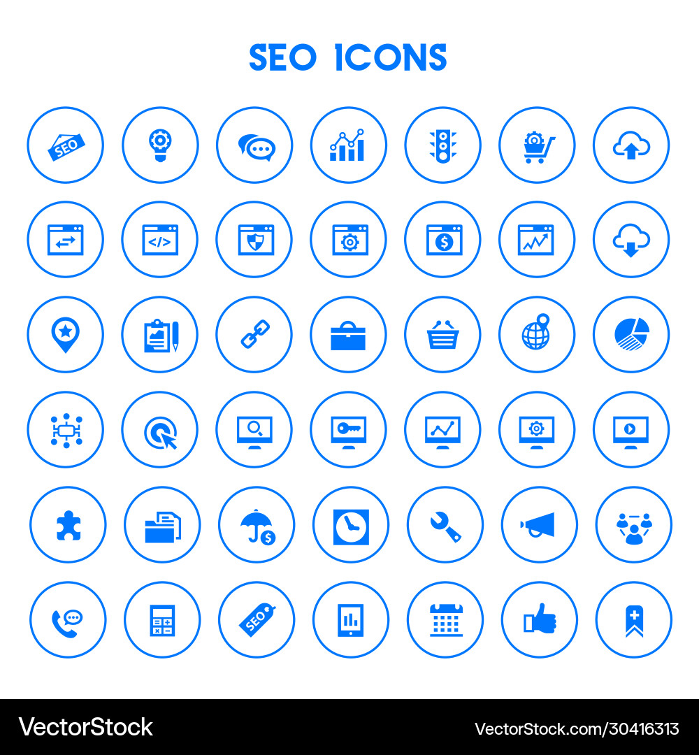 Big seo icon set trendy flat icons Royalty Free Vector Image