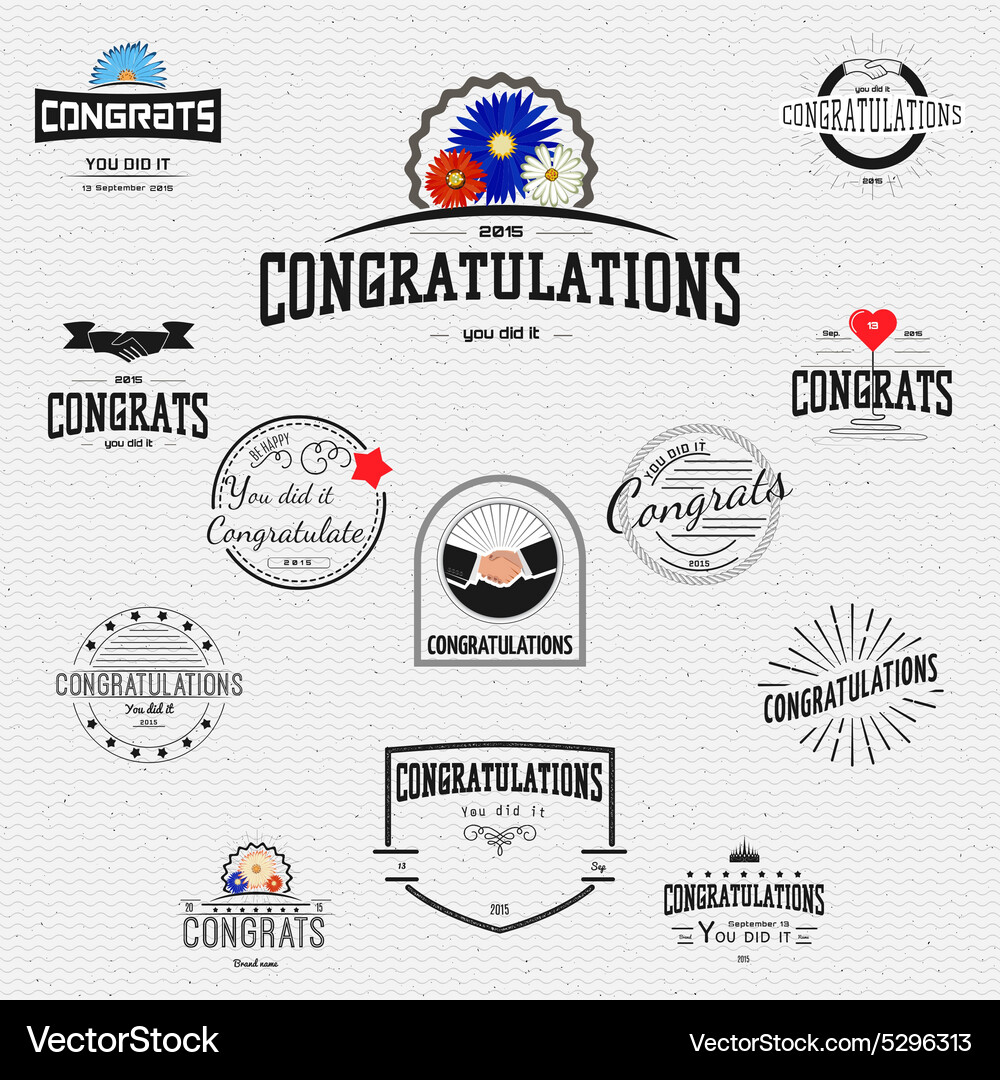 Congratulation badges cards and labels for any use