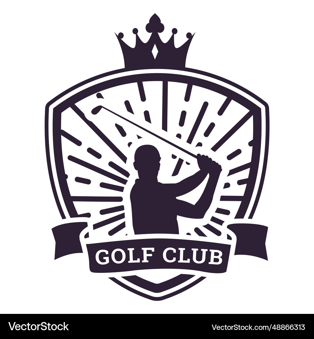 Golf club crown player badge sticker Royalty Free Vector