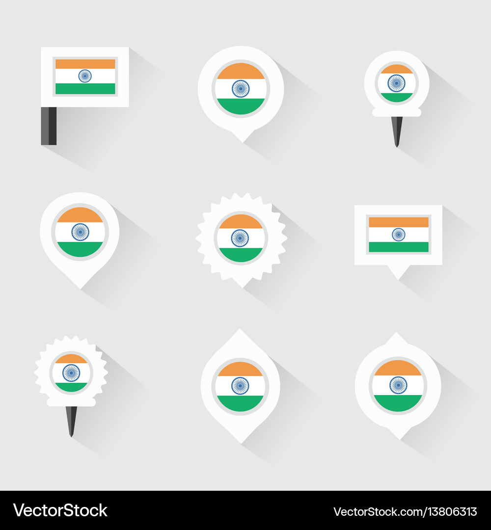 India flag and pins for infographic map design Vector Image