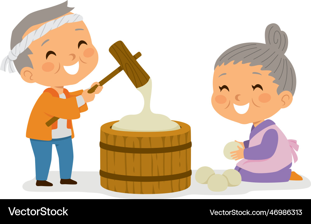 Making mochi rice cake Royalty Free Vector Image