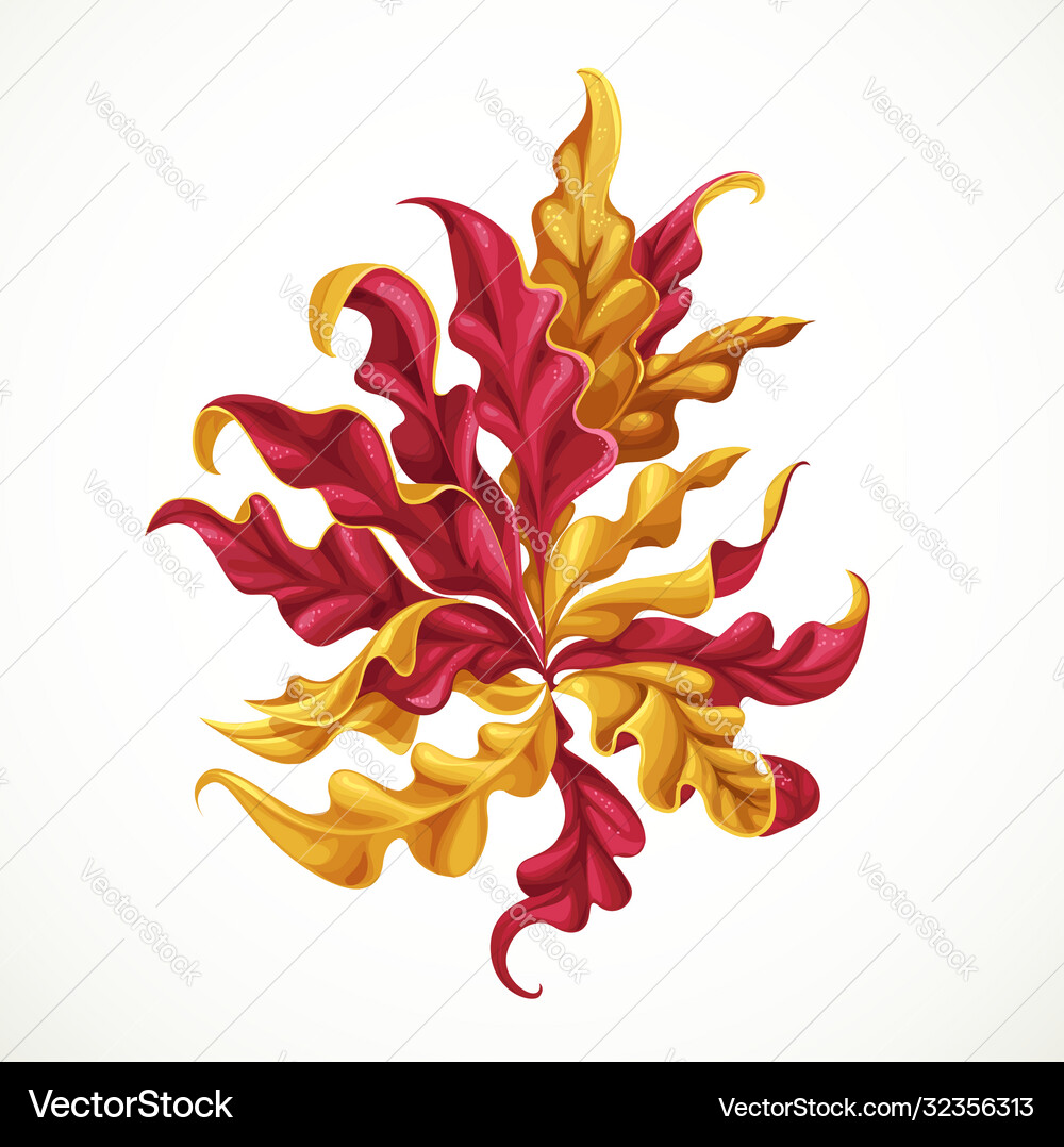 Marine red and yellow algae sea life object Vector Image