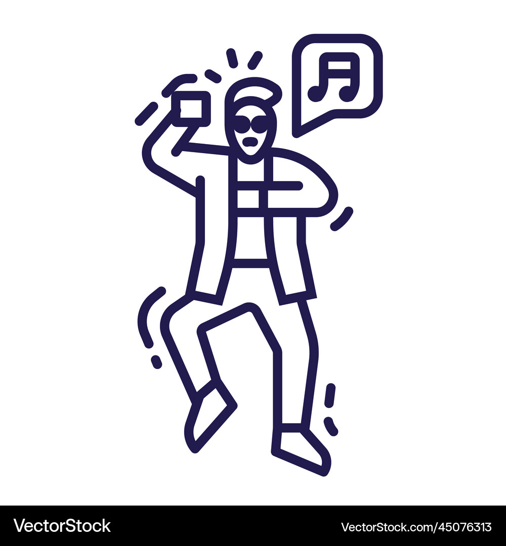 Modern asian dancing man icon in line art Vector Image