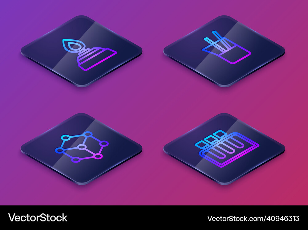 Set isometric line alcohol or spirit burner Vector Image