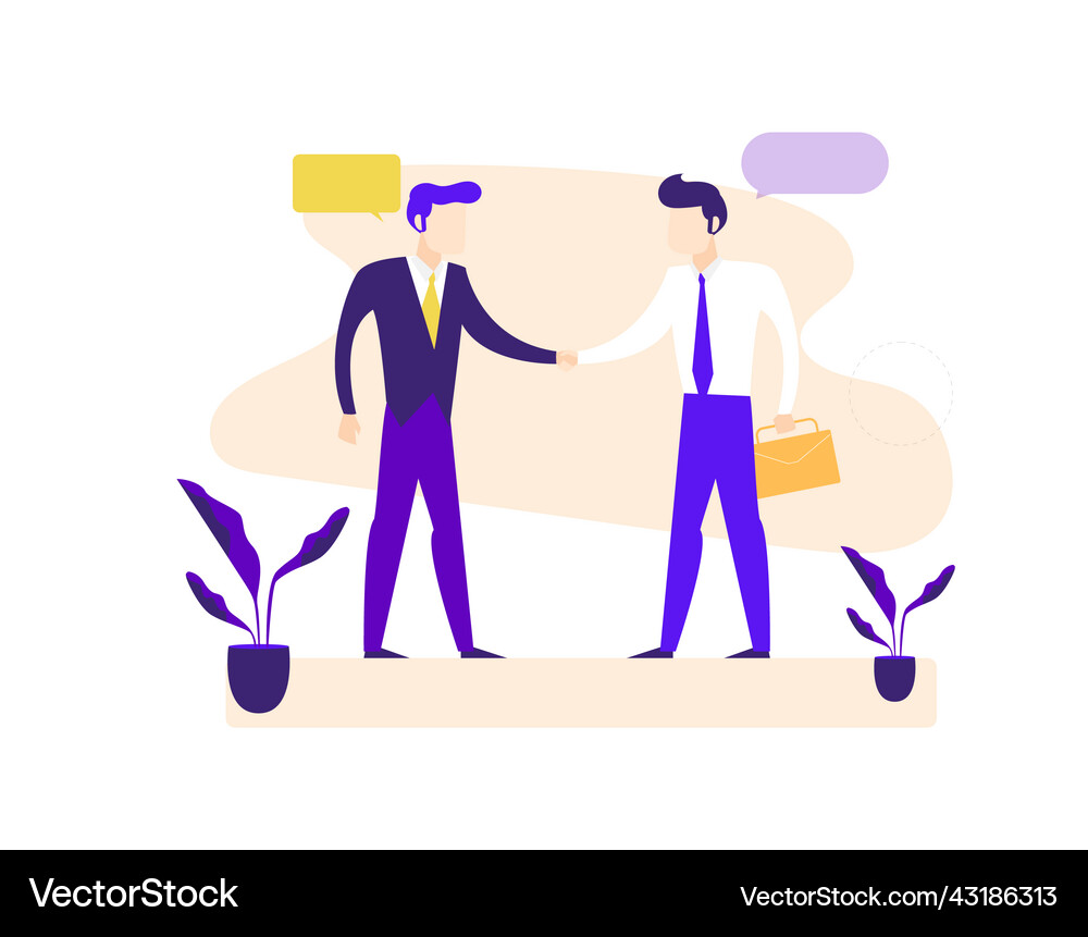 Two businessmen shaking hands on a bargain Vector Image