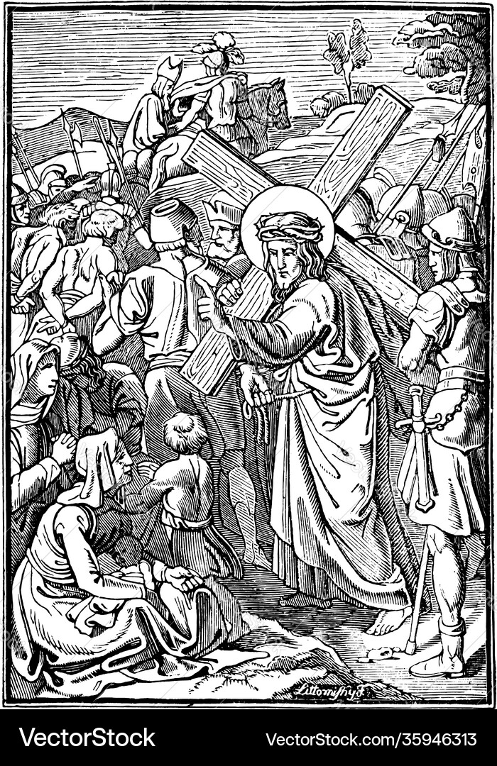 Vintage antique religious biblical drawing Vector Image