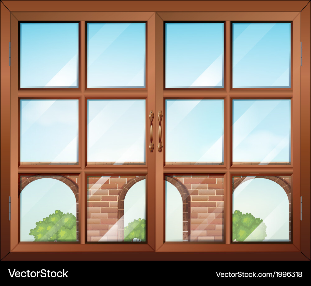 A closed window with view of the gate Royalty Free Vector