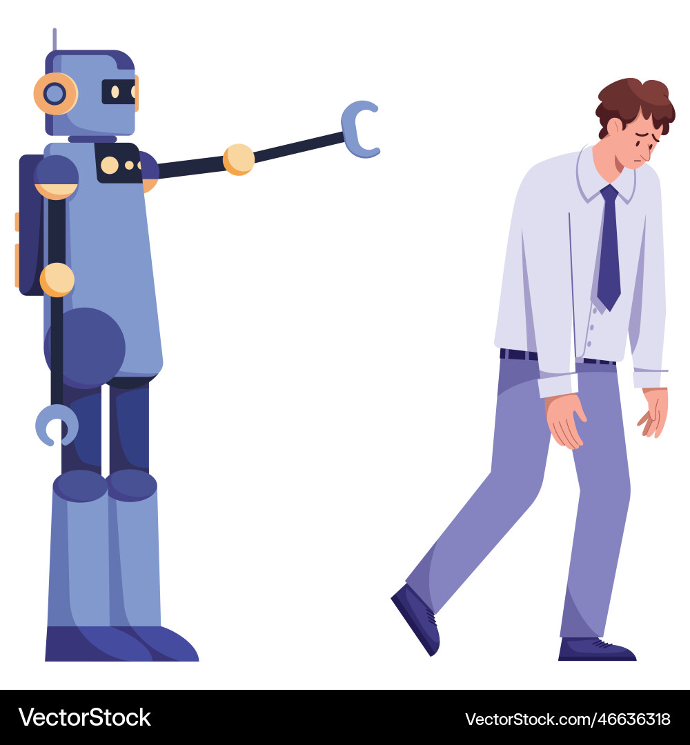 Ai firing human on white Royalty Free Vector Image