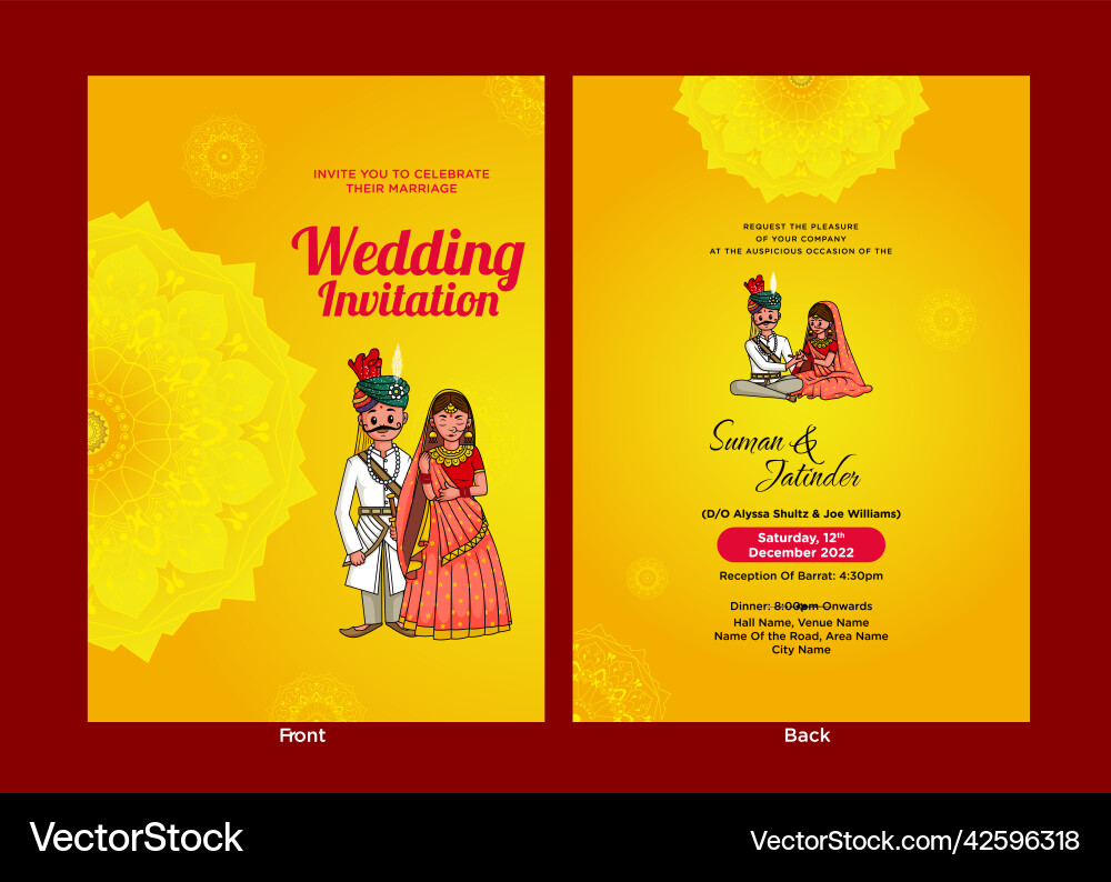 Beautiful indian wedding invitation card Vector Image