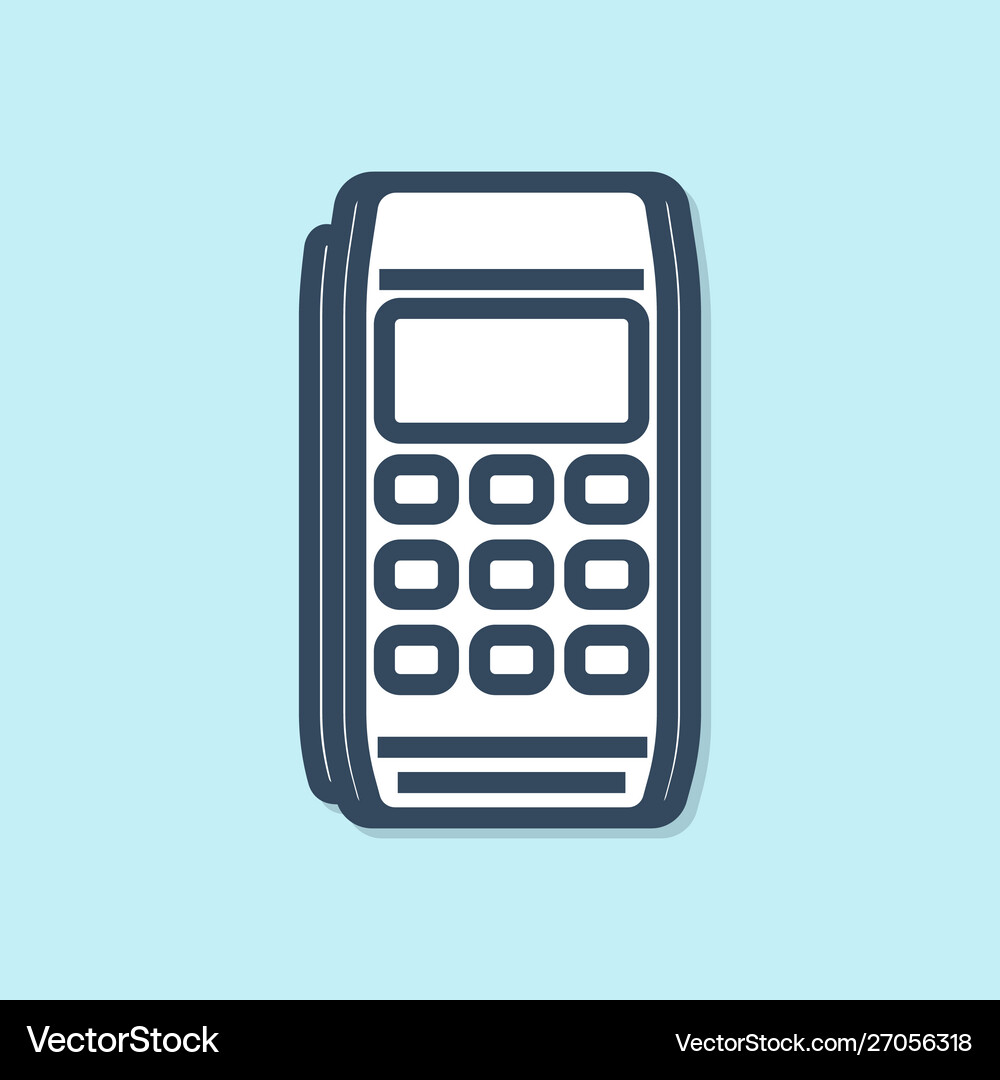 Blue line pos terminal icon isolated on Royalty Free Vector