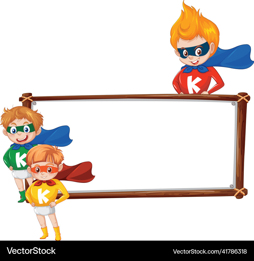 Board template with happy kids Royalty Free Vector Image