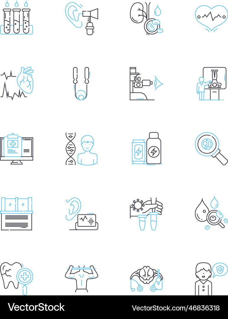 Care delivery linear icons set patient-centered Vector Image