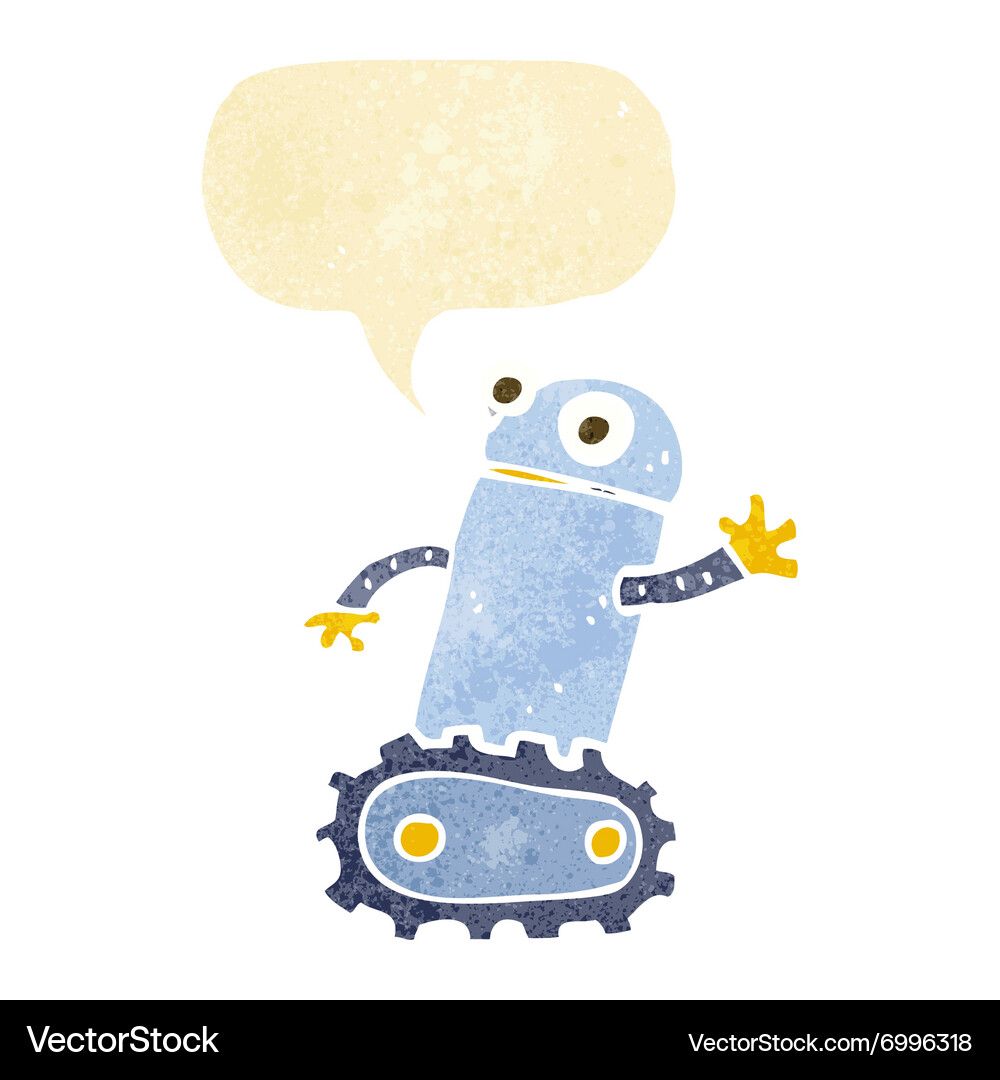 Cartoon robot with speech bubble Royalty Free Vector Image