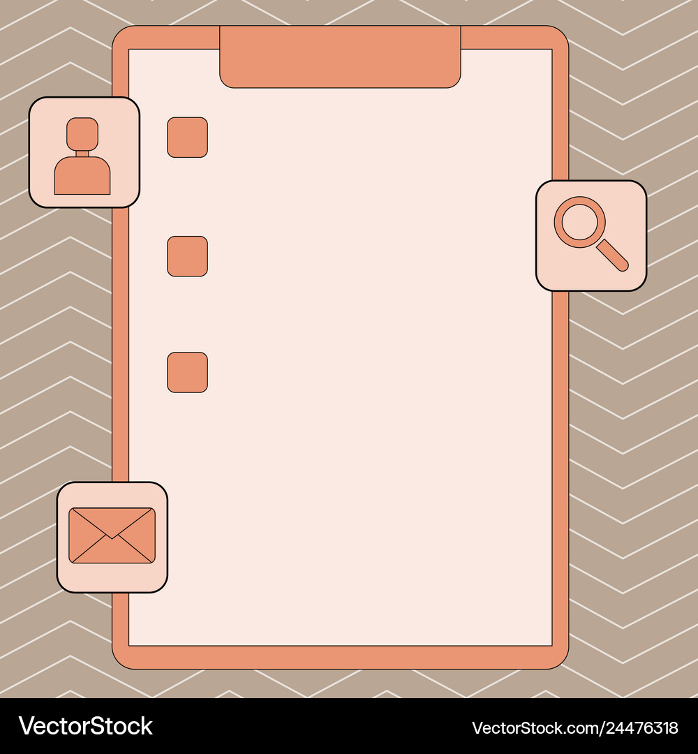 Colorful clipboard with tick box and three apps Vector Image